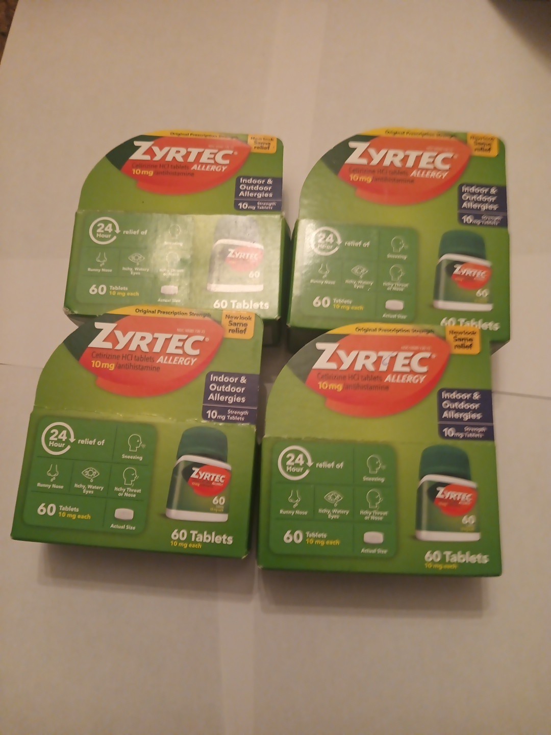 Zyrtec Allergy Relief 10mg Tablets - 60 Count Lot 4 Total 240 Total ...