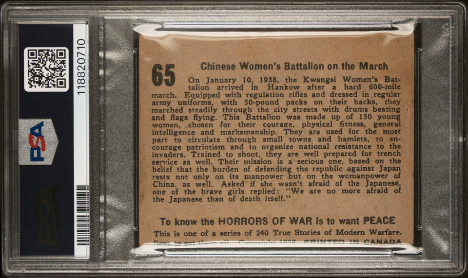 1938 OPC O-Pee-Chee Horrors of War #65 Chinese Women's Battalion PSA 3 ...