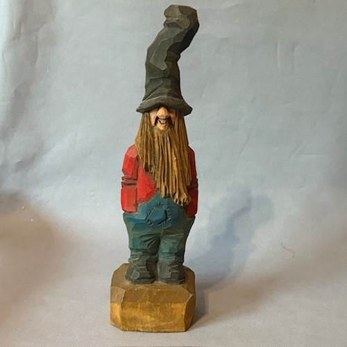 Vintage Henning Wood Carved Gnome Ranch Signed Dwarf Figurine Farmer ...
