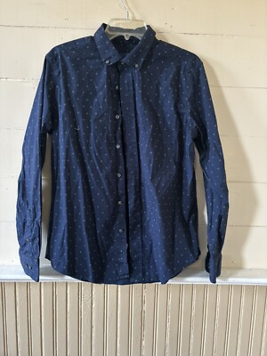 george classic fit Navy Blue Button Down dress shirt | eBay
