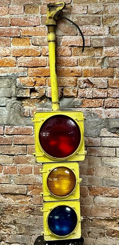 Vintage Crouse Hinds 35" Yellow 3 Light Traffic Signal Stop Light 14 ...