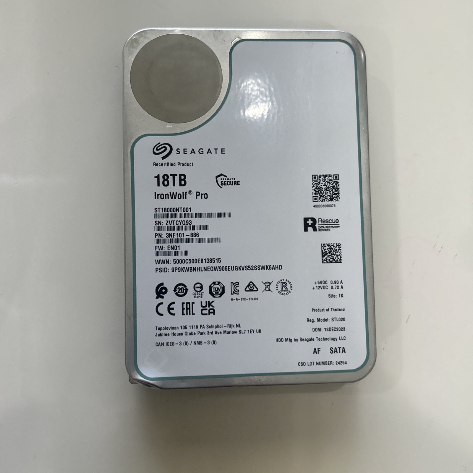 Seagate 18TB Exos X18 7200RPM 3.5" Enterprise HDD - ST18000NM000J AS-IS ...