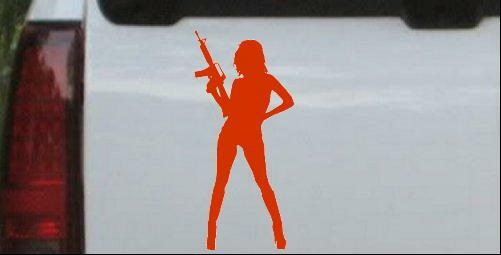Sexy Girl With AR15 Machine Gun Decal Car or Truck Window Laptop Decal ...
