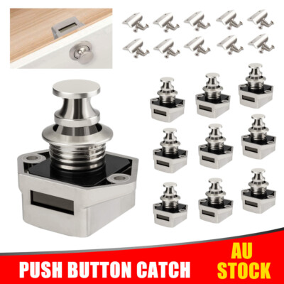 10 Push Button Drawer Caravan Cupboard Latches Catch Furniture Door ...