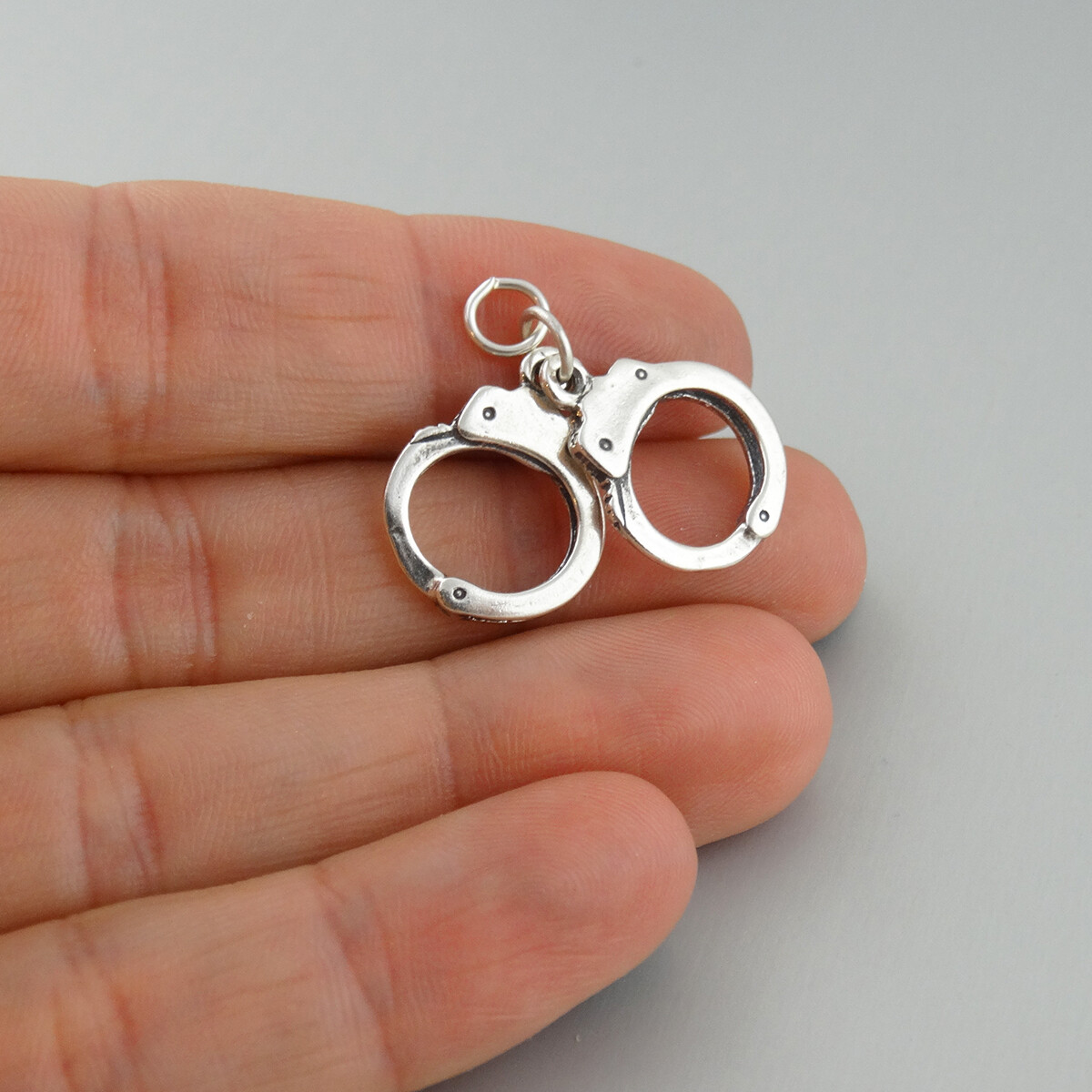 Handcuff Charm - 925 Sterling Silver - Handcuffs Cop Police Cuffs ...