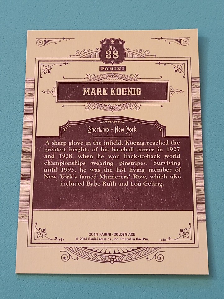 2014 Mark Koenig Panini Golden Age #38 | eBay