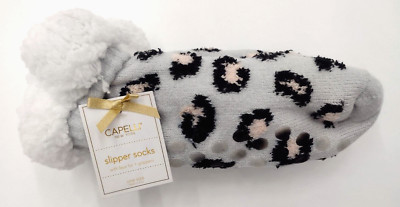 Slipper Socks One Size Capelli New York Faux Fur Lining Grippers Slip ...