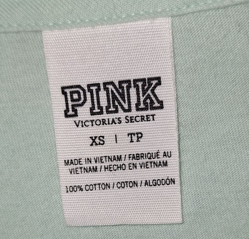 Victorias Secret Pink XS Mint Long Sleeve V-Neck Shirt Sequined Logo ...