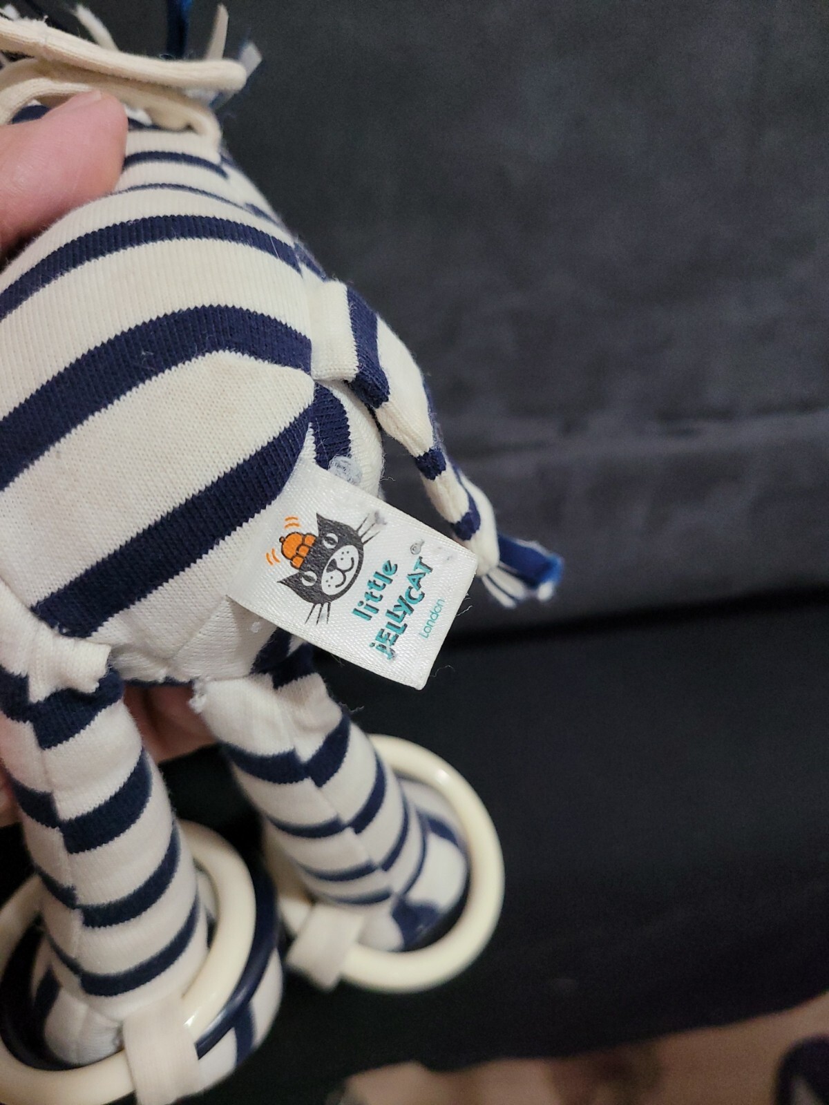 JELLYCAT Little Zoot Zebra Crib/Stroller Toy Rings 11" Plush Blue White ...