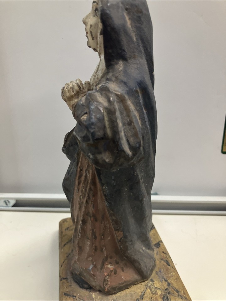 Antique Wood Polychromed painted carved Santos Saint Statue Relic 7 In ...