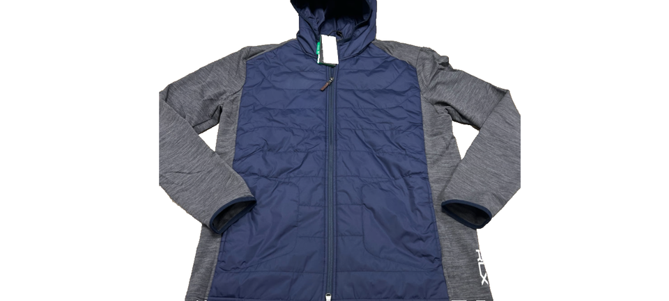 New RLX Ralph Lauren CoolWool Hybrid Jacket Hooded Grey Navy Men’s ...