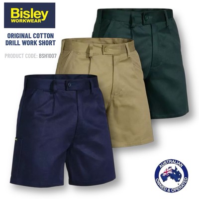 Bisley Workwear Original Cotton Drill Mens Work Shorts BSH1007 NEW ...