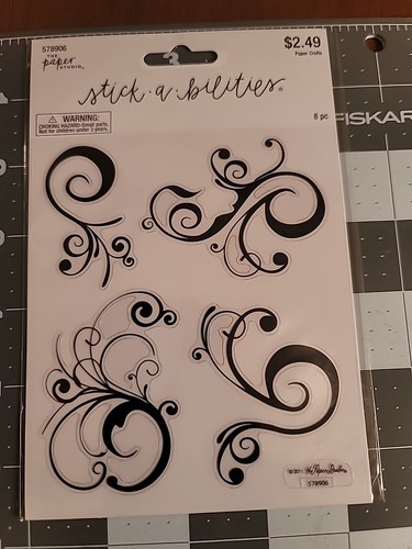 The paper studio stick a bilities BLK SWIRLS glitter stickers 20pc ST3 ...