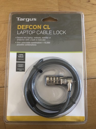 Targus Defcon CL Laptop Cable Lock Set The Combination Brand New Sealed ...