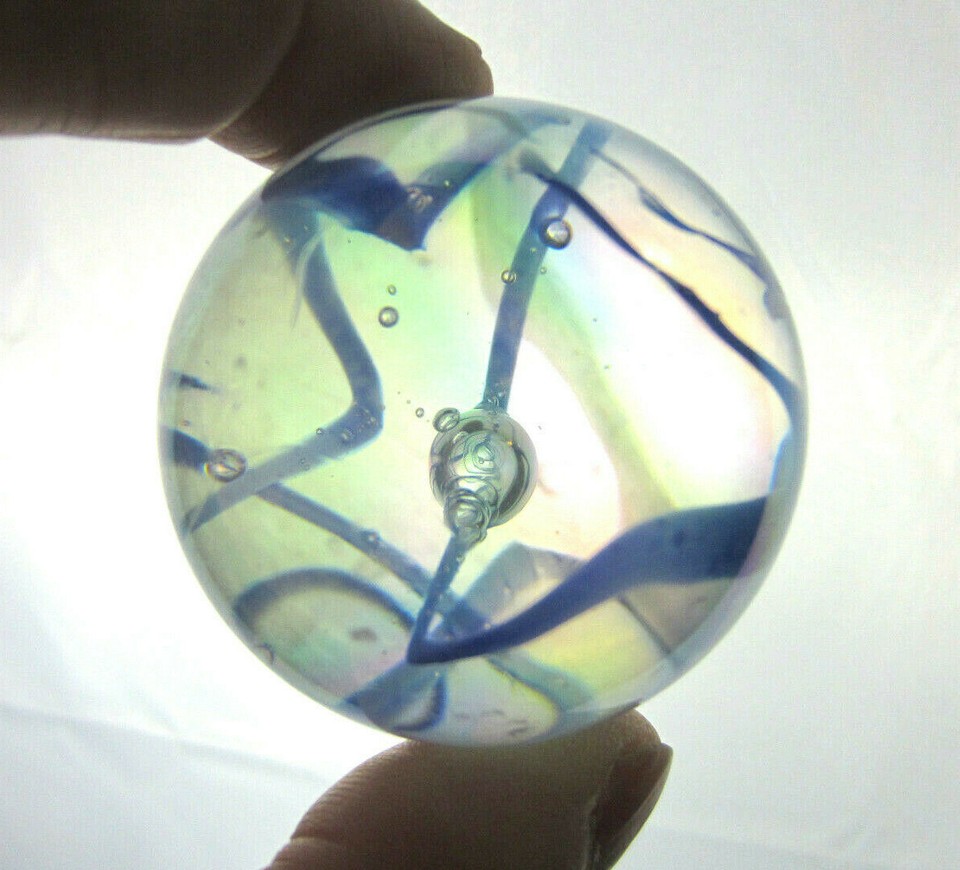 TOE BREAKER 50mm (2") BLUE SPAGHETTI Wire Pull Confetti Marbles glass ...