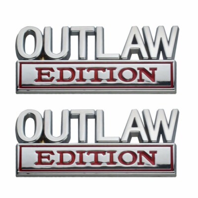 2x Silver Red OUTLAW EDITION Emblem 3D Badge Sticker Decal Nameplate ...