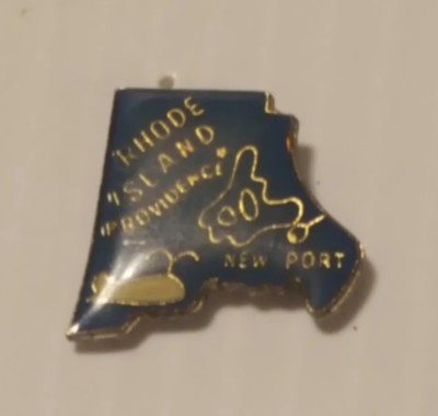 Vintage 1980's enamel metal RHODE ISLAND STATE hat tac pin lapel tack ...
