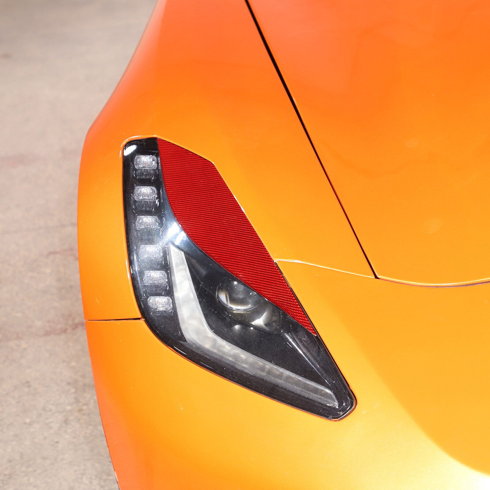 Red Carbon Fiber Headlight Eyelid Strip Sticker Trim For Corvette C7 ...