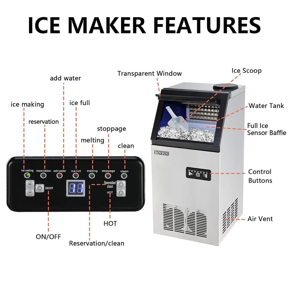 Commercial Business 150LB/24h Ice Maker Machine Cube Bar Catering Heavy ...