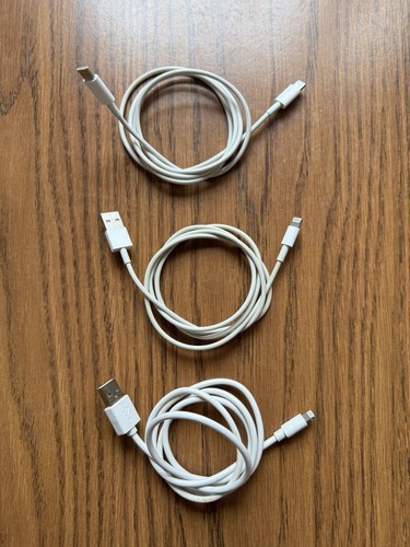 Lot of 3 Apple Lightning Charging Cables – 1 USB-C + 2 USB-A – Genuine ...