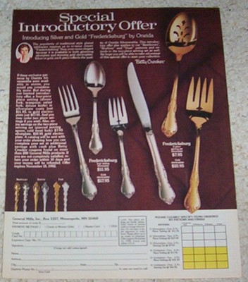 1982 print ad page - Oneida FREDERICKSBURG pattern silverware Betty ...