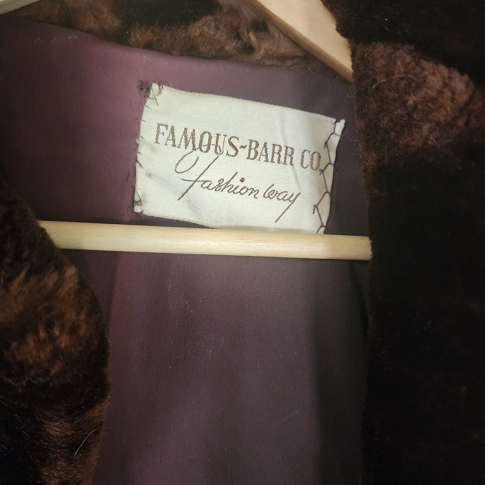 Vintage Famous-Barr Fur Salon St.Louis Brown Fur Coat Women’s Mid ...