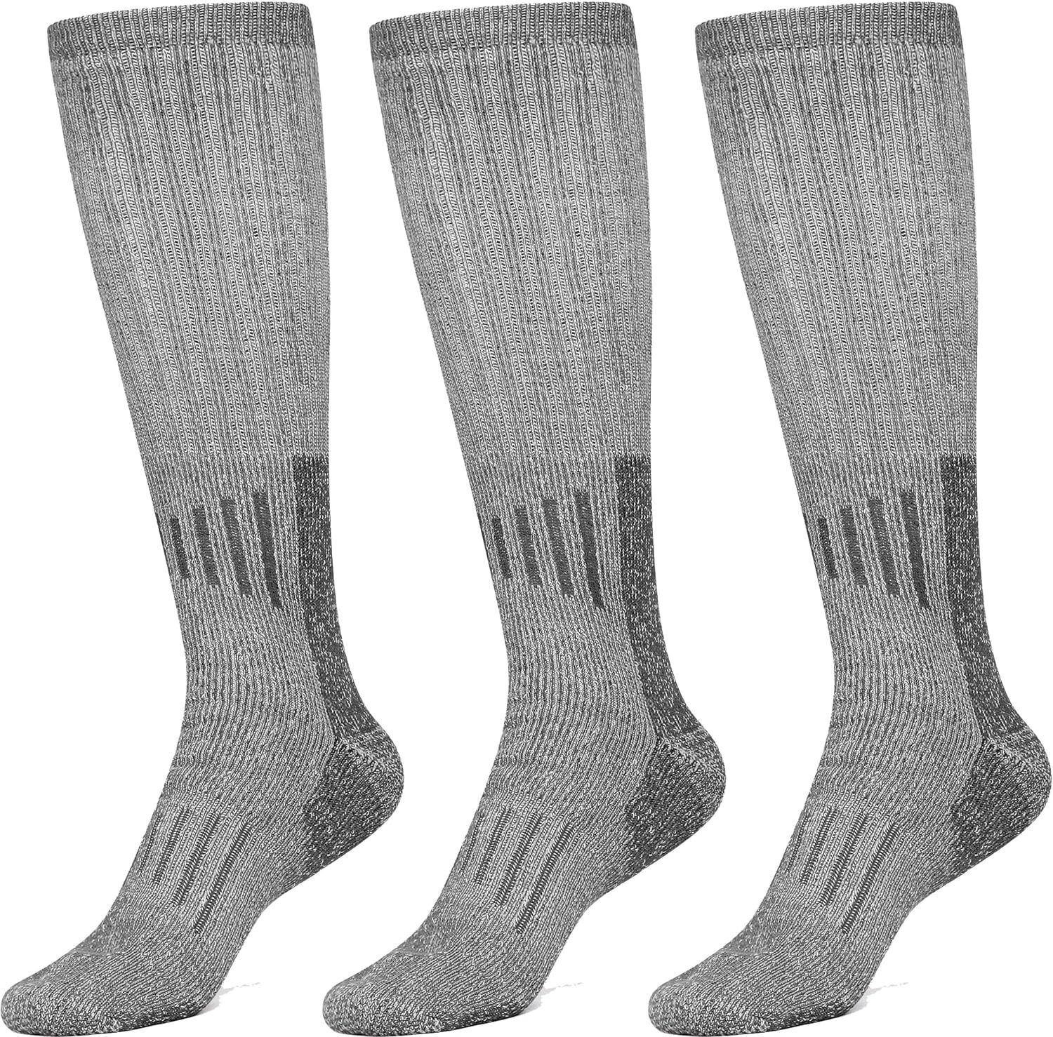 FUN TOES 80% Merino Wool Boot Socks Knee-High Socks, Wool Hiking Socks ...