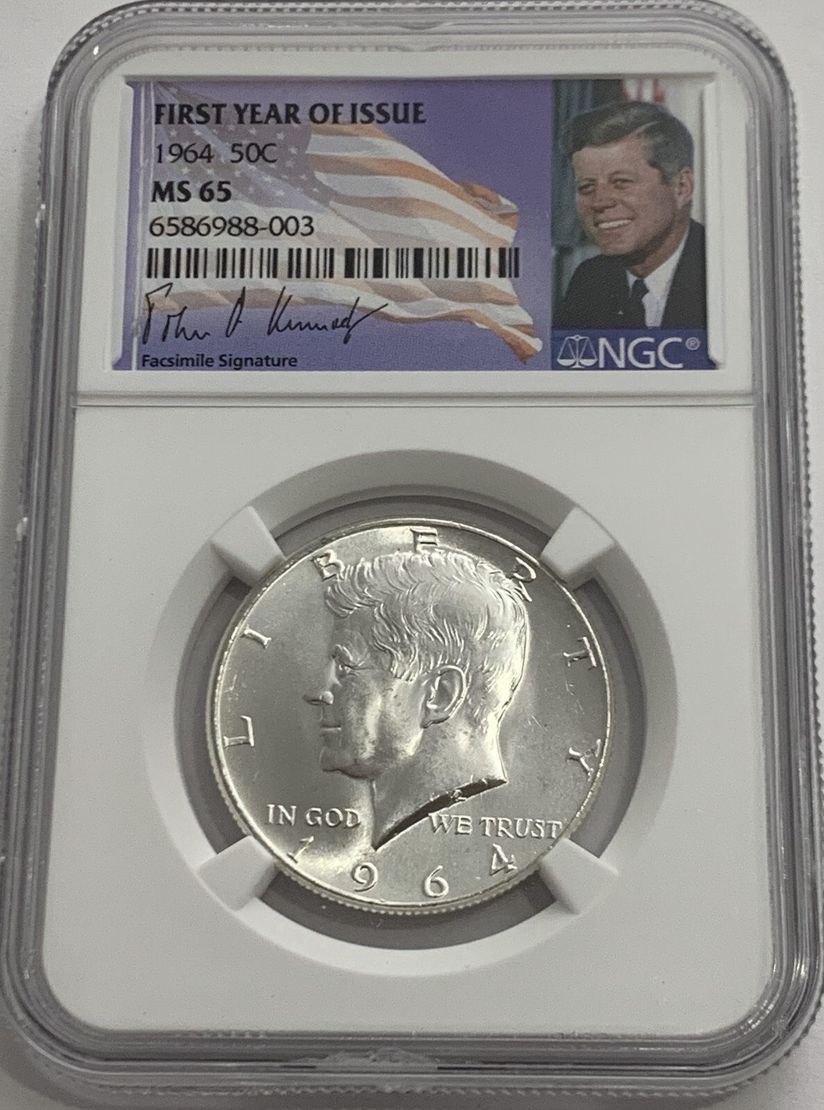 1964 P NGC MS65 SILVER KENNEDY HALF DOLLAR FIRST YEAR ISSUE JFK COIN ...