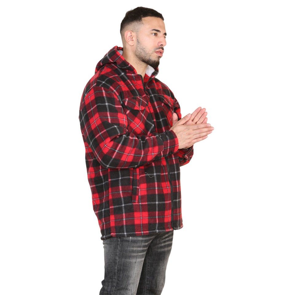 PADDED SHIRT FUR LINED LUMBERJACK FLANNEL WORK JACKET WARM THICK CASUAL ...