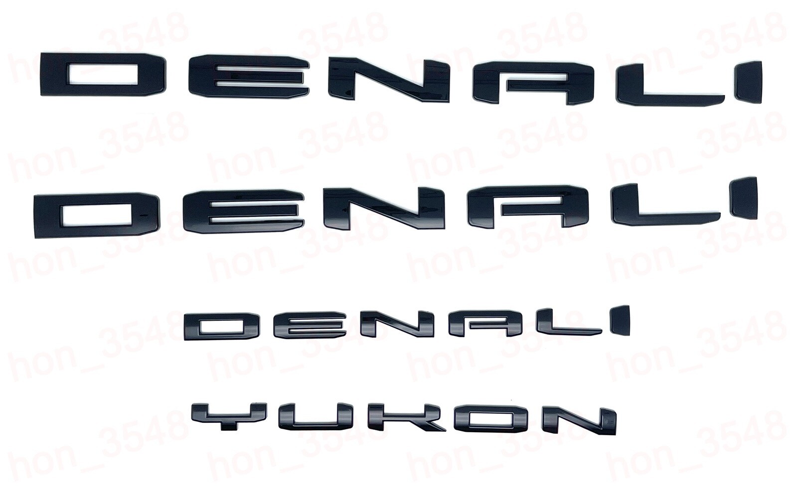 Gloss Black Door Rear DENALI Yukon Emblems Letters 2021-2024 GMC Yukon ...