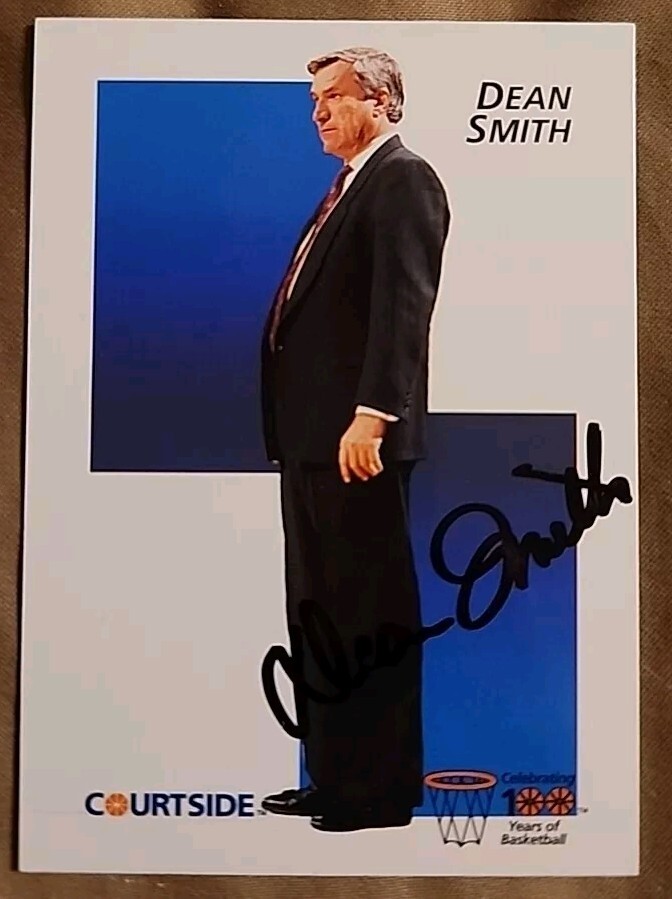 DEAN SMITH AUTOGRAPHED SIGNED CARD 1991-1992 COURTSIDE NORTH CAROLINA ...
