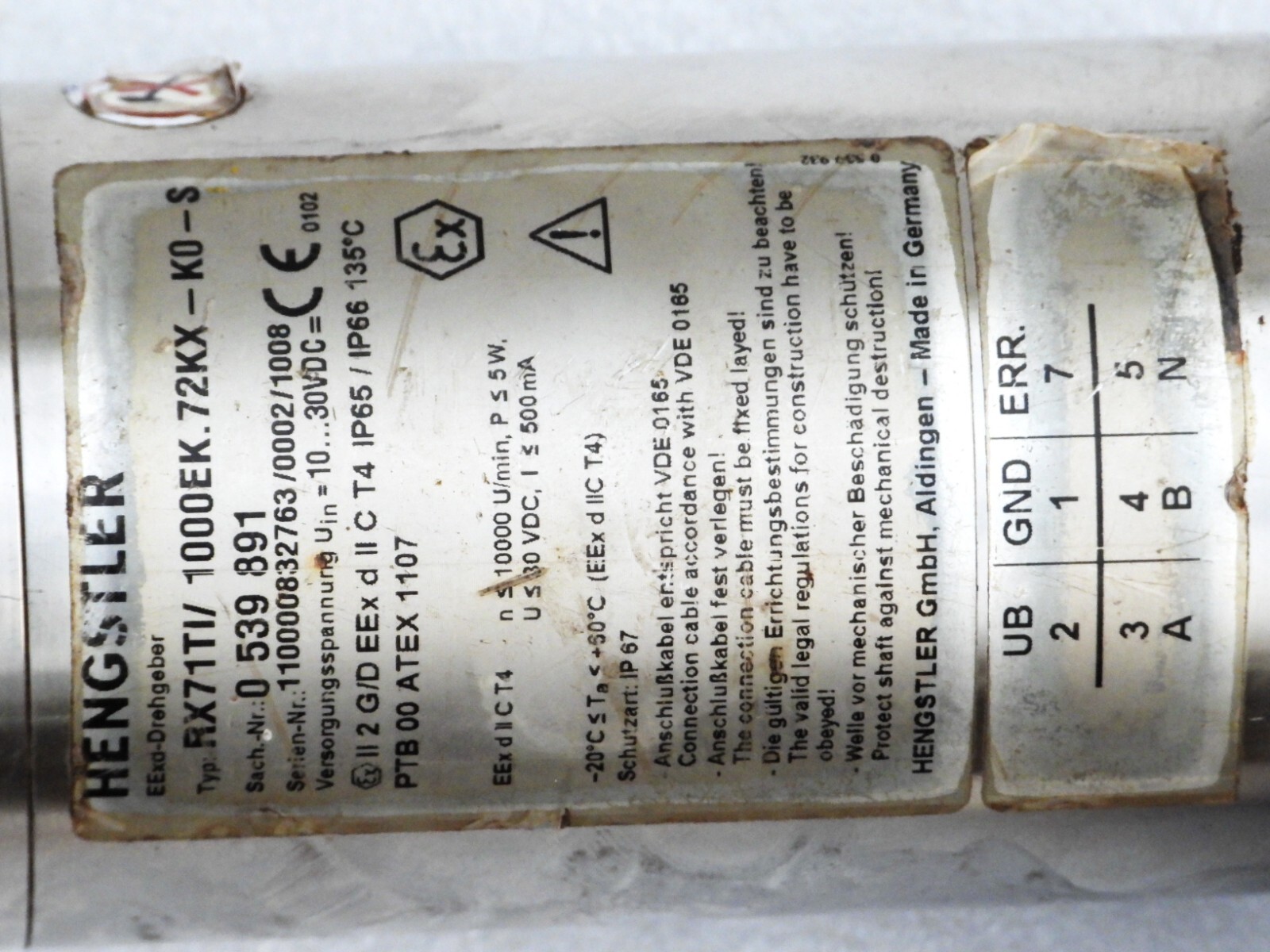 HENGSTLER RX71TI 1000EK 72KX KD S INCREMENTAL ROTARY DREHGEBER ENCODER ...