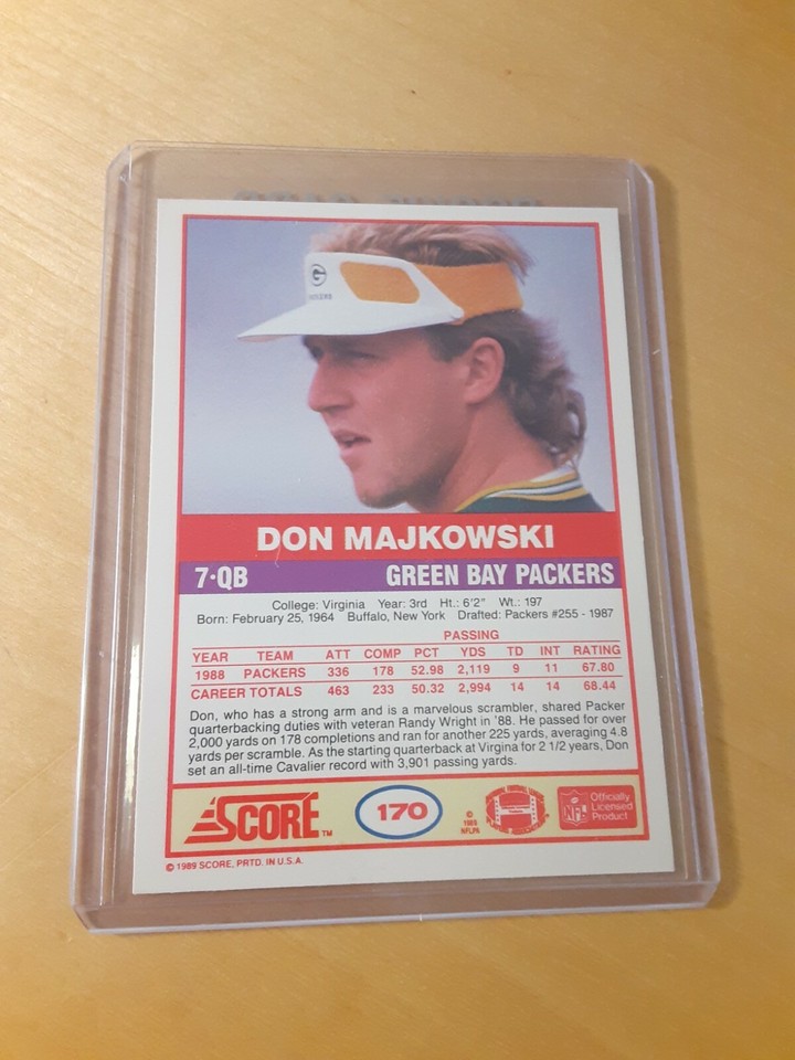 1989 Score #170 DON MAJKOWSKI Green Bay Packers ROOKIE Football Card ...