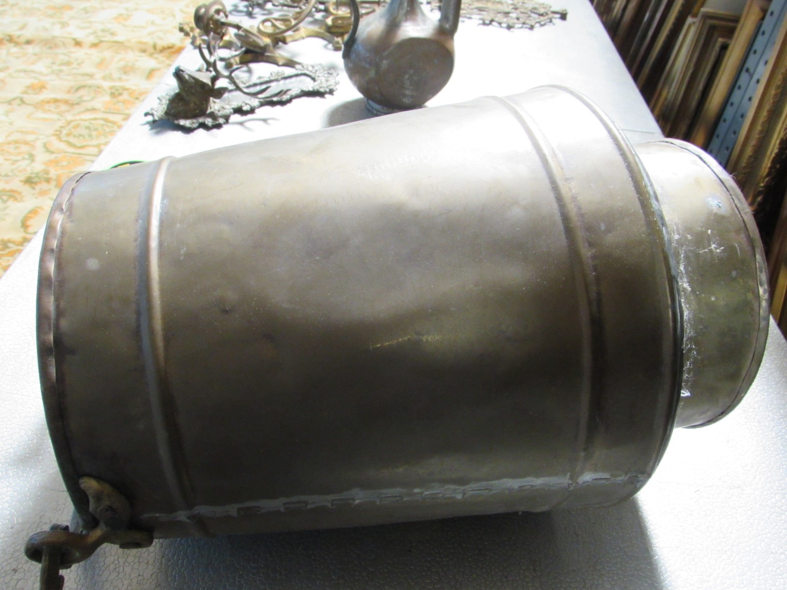 Antique Turkish Copper Bucket Pail Umbrella Pot Handmade Wrought Iron ...