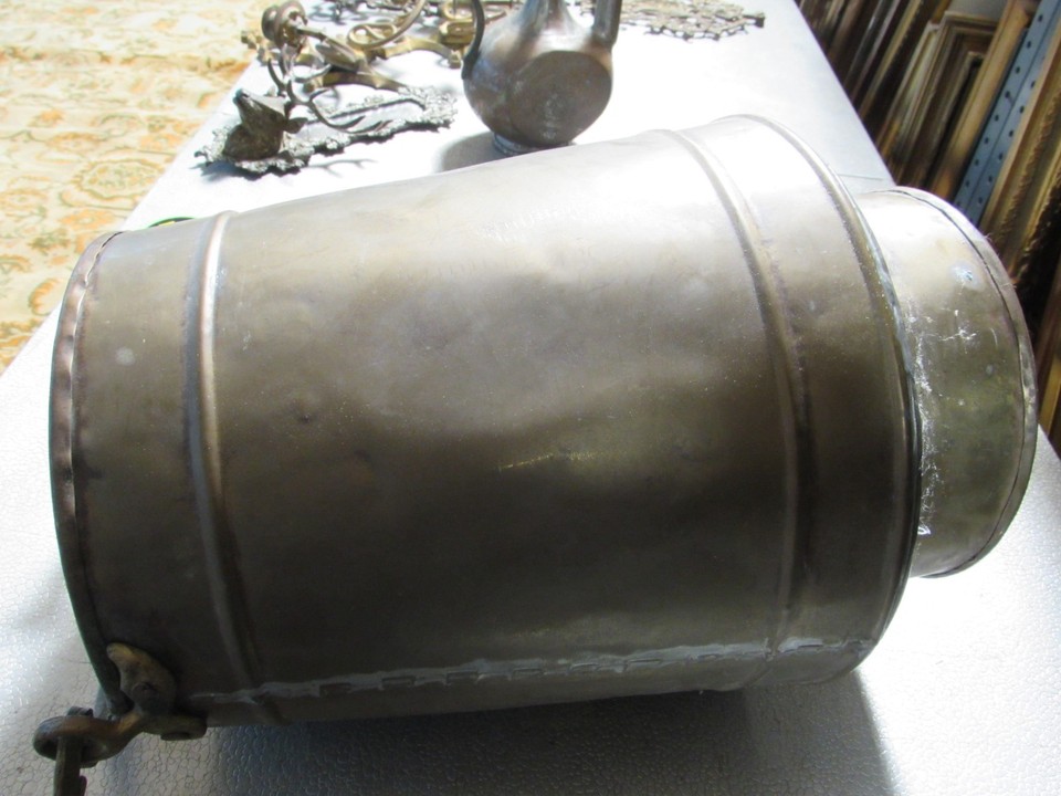 Antique Turkish Copper Bucket Pail Umbrella Pot Handmade Wrought Iron ...