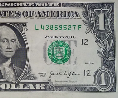 2021 Eight Digit Broken Ladder Fancy Serial Number One Dollar Bill | eBay