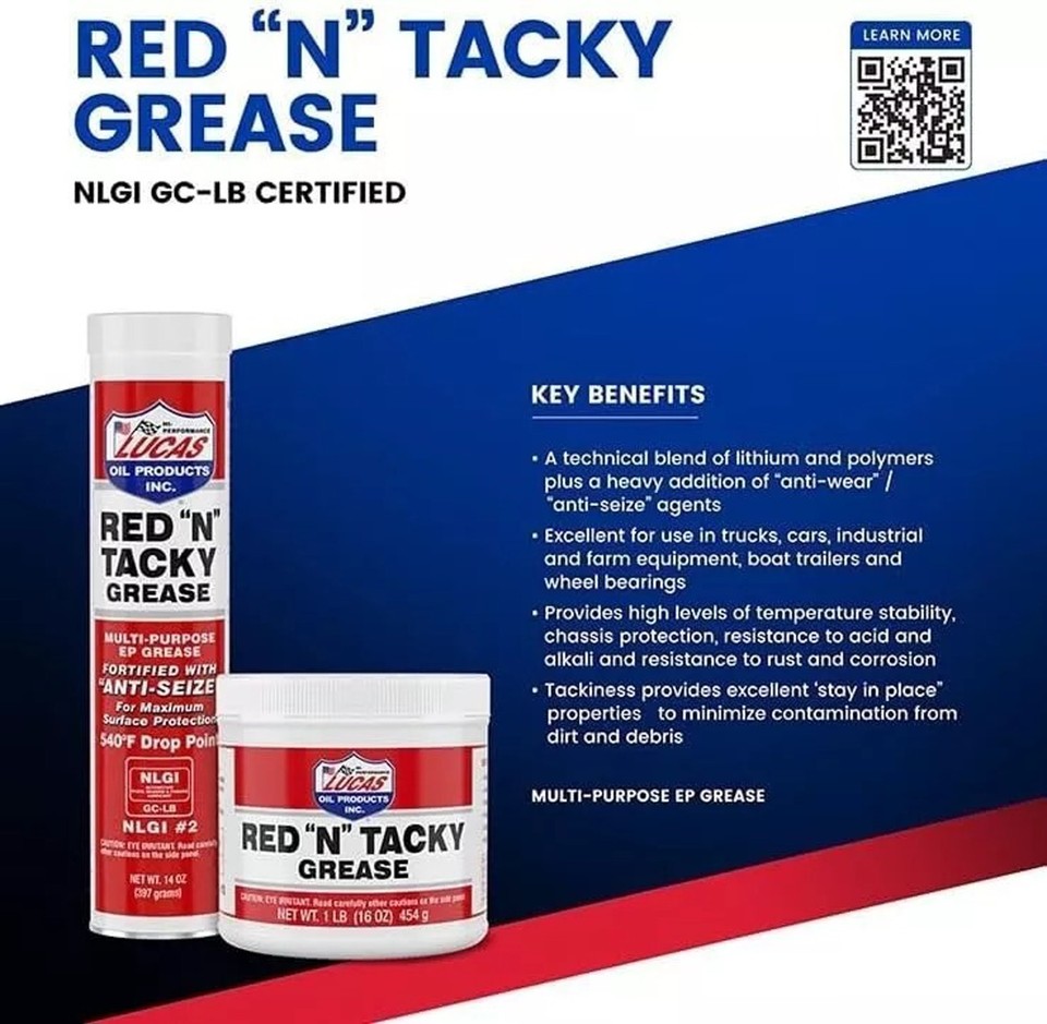 Case of 10 Lucas Oil 10005-30 Red N Tacky Multi-Purpose Grease 14 oz ...
