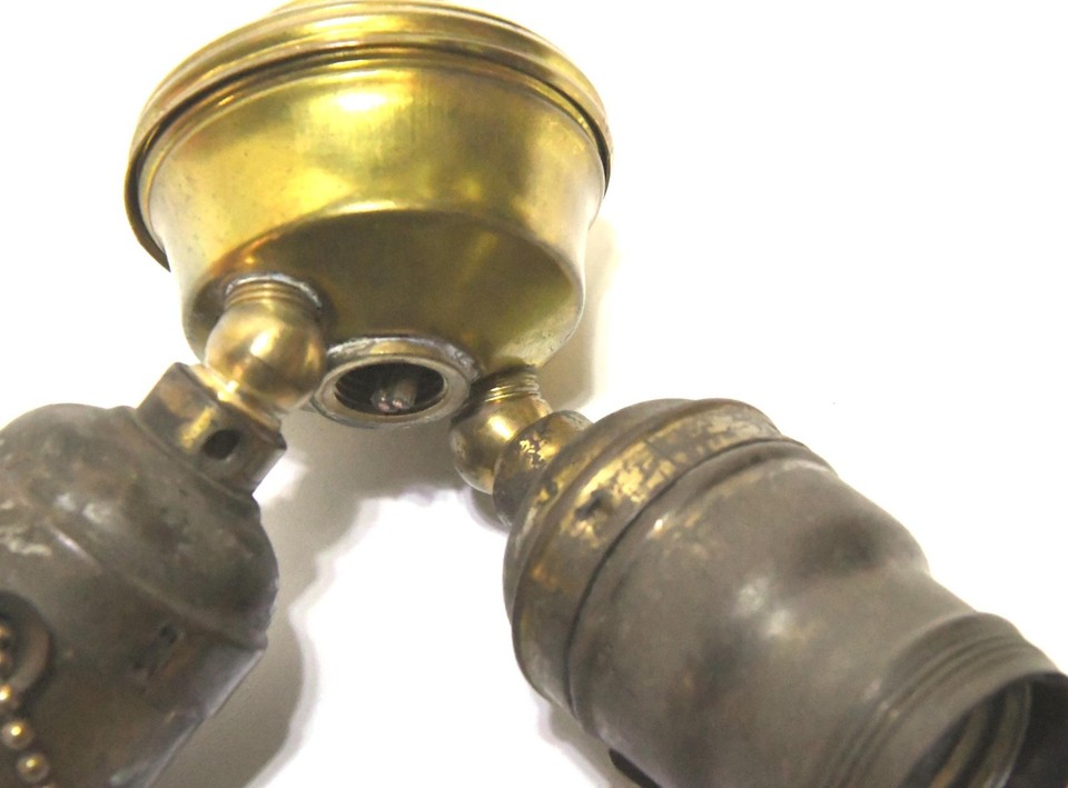 VINTAGE LAMP ANGLED SOCKET DOUBLE CLUSTER PULL CHAINS SOCKETS METEOR ...