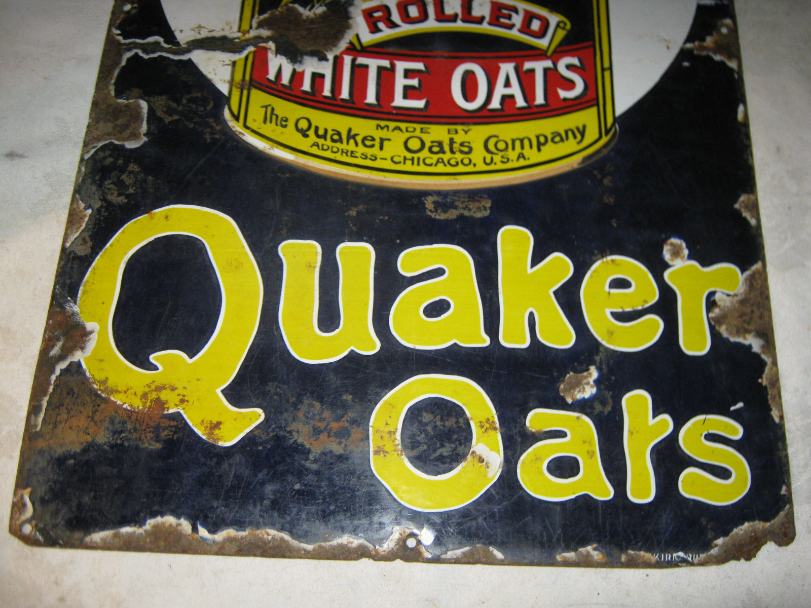 ANTIQUE QUAKER OATS PORCELAIN BREAKFAST CEREAL FOOD STORE GRAIN KITCHEN ...