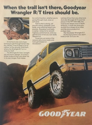 1977 Goodyear Wrangler Tires PRINT ADVERTISEMENT Yellow Chevy Blazer | eBay