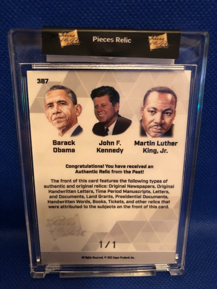 2021 Super Pieces of the Past TRIPLE Obama - Kennedy - King Jr. #1/1 SP ...