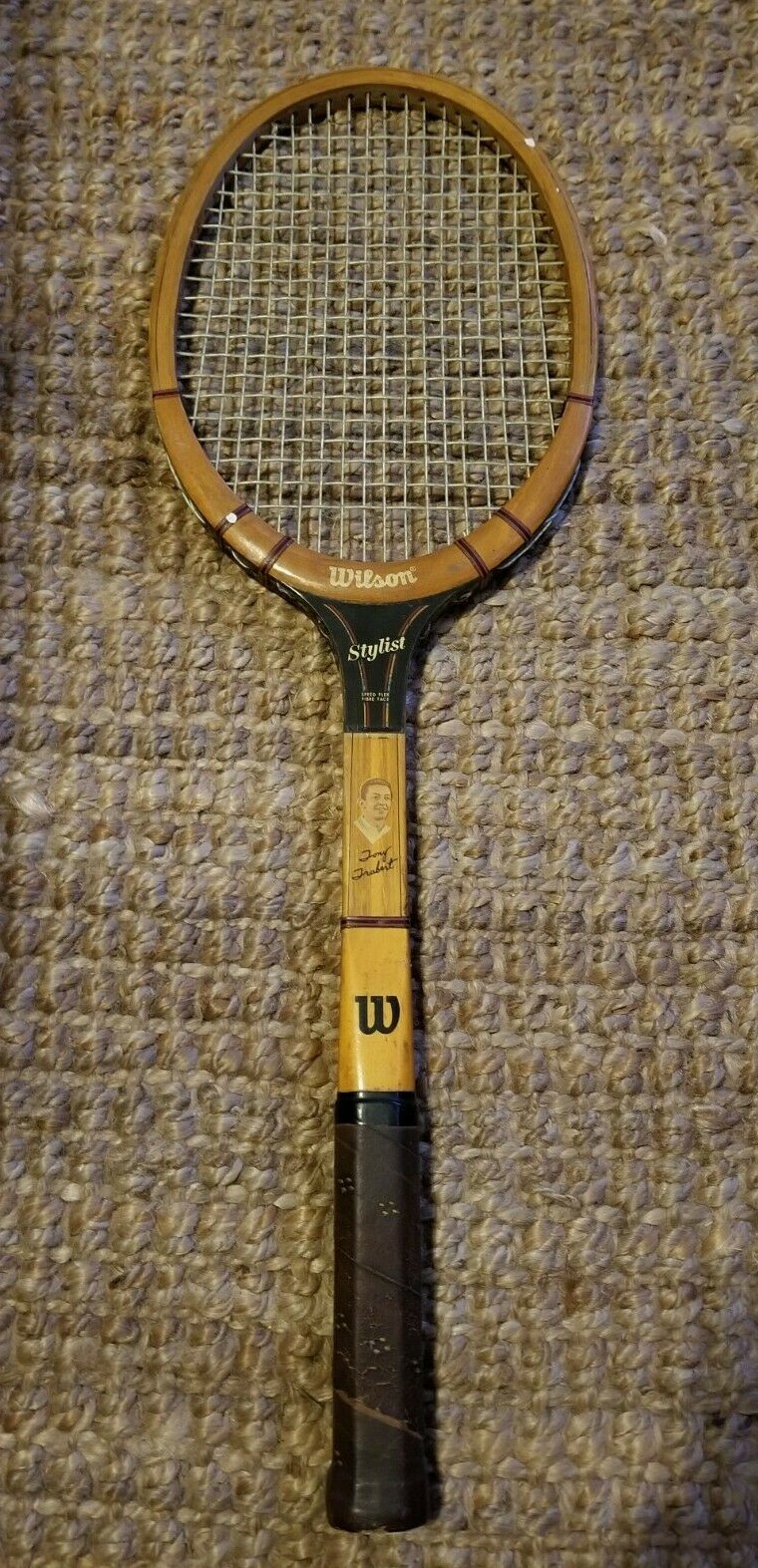 Vintage Tony Trabert Stylist Photodecal Wooden Tennis Racquet, ca. 1966 ...