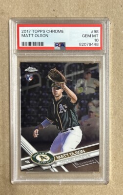 2017 Topps Chrome Matt Olson Oakland Athletics Rookie Card #98 PSA 10 ...