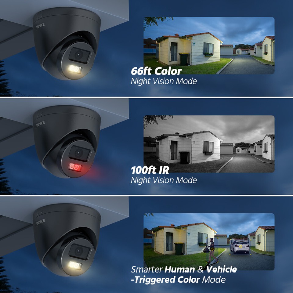 ANNKE 3K Color POE IP CCTV Security Camera 5MP Audio Mic For NVR System ...