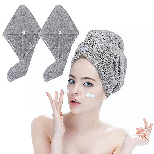 Microfiber Hair Towel Wrap for Women 2 Pack Ultra Absorbent & Fast ...