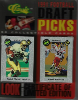 Classic 1991 Football Draft Picks 50 Collectible Cards Certificate | eBay