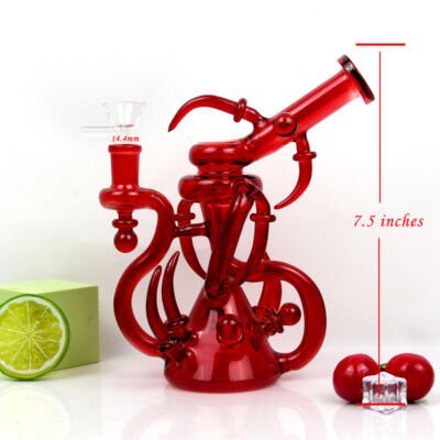 Devil Red 7.5" Disc Percolator Glass Tobacco Smoking Water Bong Hookah ...