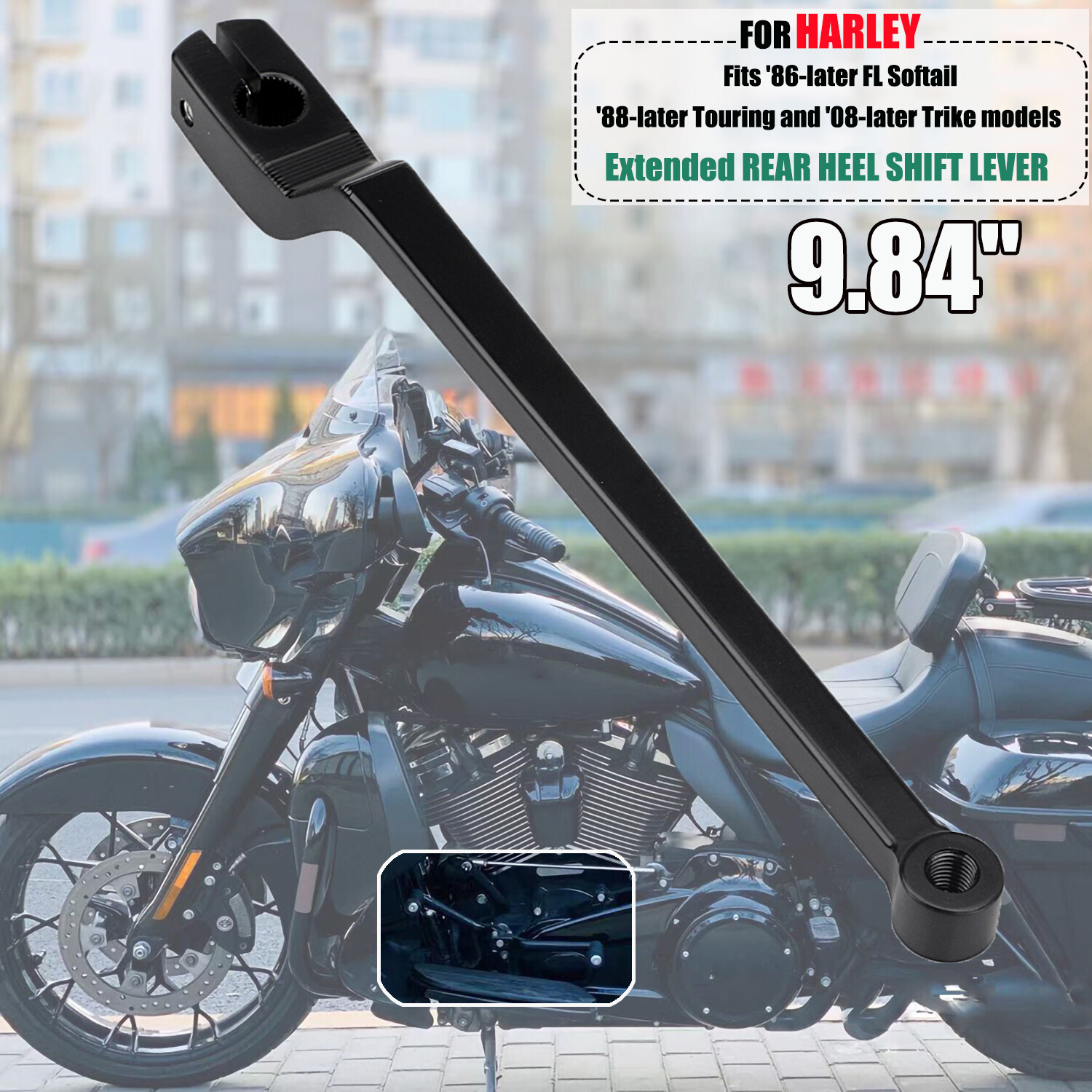 9.84" Extended Heel Shift Lever for Harley Electra Street Road Glide ...