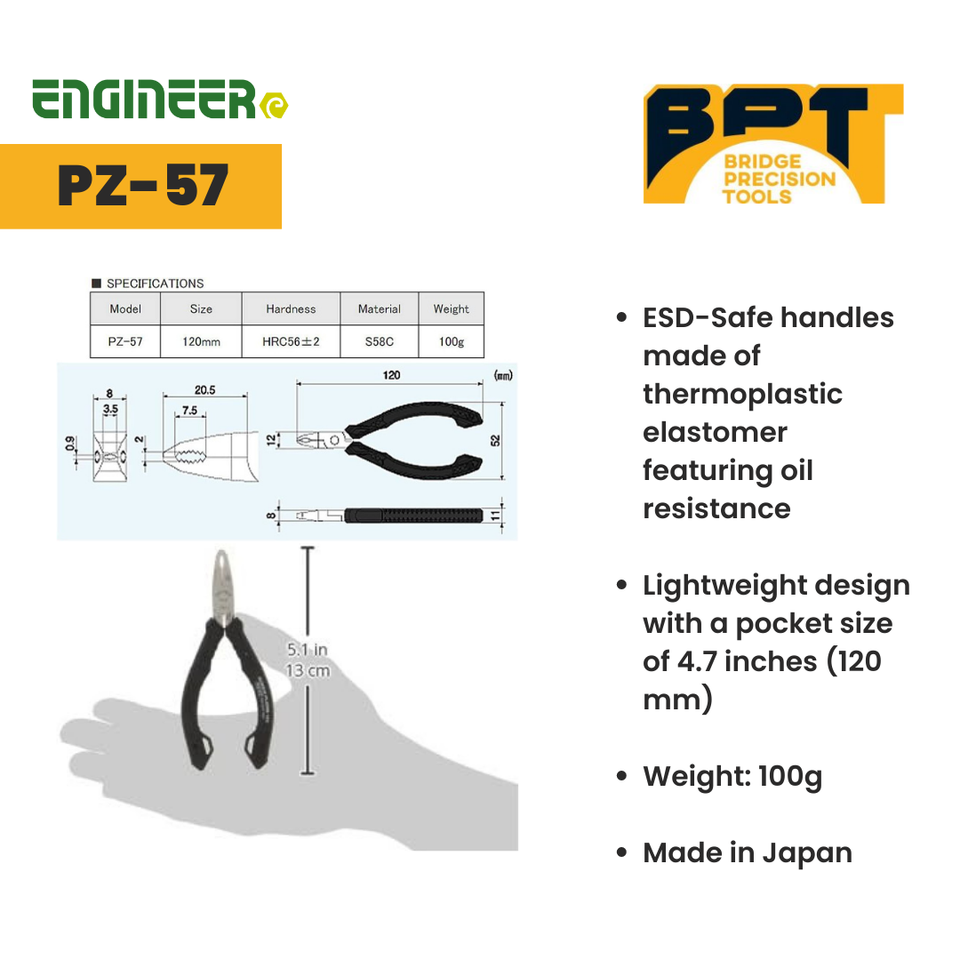 ENGINEER PZ-57 Mini Screw Removal Pliers - ESD Safe (Made in Japan) | eBay