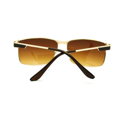 Retro Mens Half Rim Metal Rim Narrow Rectangular Designer Fashion ...